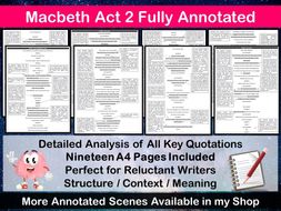 MACBETH ACT 2 FULLY ANNOTATED | Teaching Resources