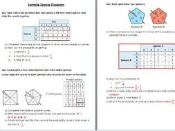 Sample space diagram Worksheet wih Solutions- Edexcel KS3/KS4 ...