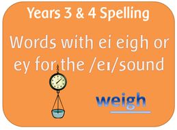 SPaG Year 3 & 4 Spelling: words with the /eɪ/ sound spelt ei, eigh, or ...