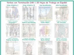 Verbs Ending in CAR 1 20 Spanish Worksheet Bundle | Teaching Resources