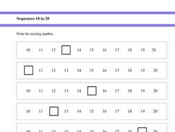 Sequences up to 20 for Year 1 and Year 2 students | Teaching Resources