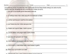 Body Parts Scrambled Spanish Sentences Worksheet | Teaching Resources