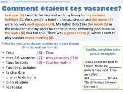 GCSE HIGHER LESSON PERFECT VS IMPERFECT (holiday topic - revision of ...