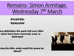 Remains by Simon Armitage- Power and Conflict poetry | Teaching Resources
