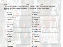 Verbs Start A, B, C End ER Jumbled Words Spanish Worksheet by ...