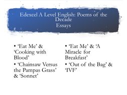 Edexcel A Level Poems of Decade Essays | Teaching Resources