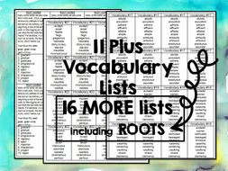 Eleven Plus Vocabulary Lists PART 2 | Teaching Resources