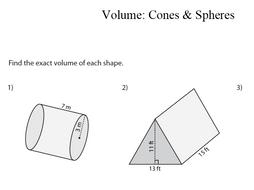 GCSE Maths Revision: Volume of Cones and Spheres | Teaching Resources