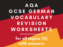 GCSE German Vocabulary Revision Worksheets BUNDLE By Topic | Teaching ...