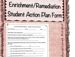Enrichment and Remediation Student Action Plan Template Form | Teaching ...