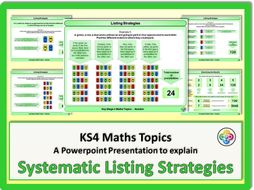 Systematic Listing Strategies: Maths KS4 | Teaching Resources