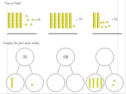 Partitioning up to 100. Year 1 Differentiated Worksheets (white rose ...