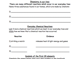 Intro to chemistry class exercise | Teaching Resources