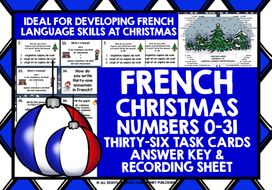 FRENCH CHRISTMAS NUMBERS 0-31 CHALLENGE CARDS | Teaching Resources