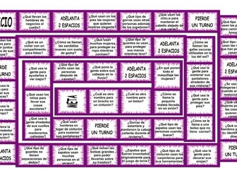 Clothing Accessories, Footwear, and Jewelry Spanish 4 Worksheet-2 Game ...