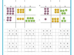 Column subtraction with borrowing YR 3/4 | Teaching Resources
