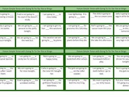 Future Simple Tense with Going To Legal Size Text Tic-Tac-Toe-Bingo ...