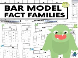 Bar Model Fact Families Differentiated Sheets - Monster Themed - Years ...