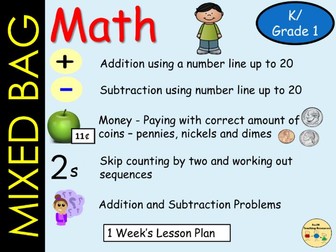 Mixed Math Bag Subtraction Addition Skip Count 2D/3D Shapes Money ...