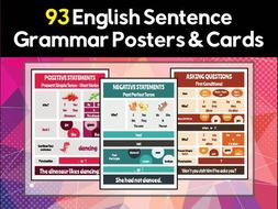 93 English Sentence Grammar Posters & Cards | Teaching Resources