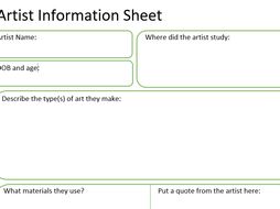 Artist Information Sheet | Teaching Resources