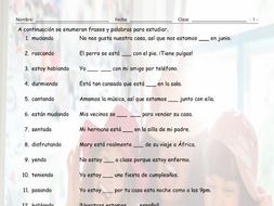 Present Continuous Tense Spanish Study Sheet | Teaching Resources