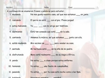 Present Continuous Tense Spanish 4 Worksheet-2 Game-1 Exam Bundle ...