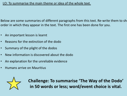 The Way of the Dodo reading comprehension powerpoint | Teaching Resources