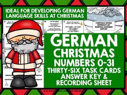 GERMAN CHRISTMAS NUMBERS 0-31 CHALLENGE CARDS | Teaching Resources