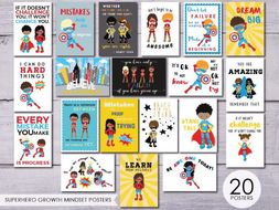 Growth Mindset Motivational Posters, Superhero Theme | Teaching Resources