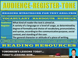 AUDIENCE REGISTER TONE OF THE TEXT HANDOUTS | Teaching Resources