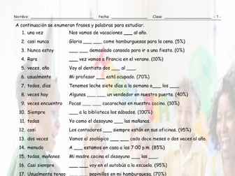 Frequency Adverbs Spanish 4 Worksheet-2 Game-1 Exam Bundle | Teaching ...