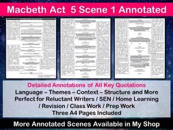 Macbeth Act 5 Scene 1 Annotated | Teaching Resources