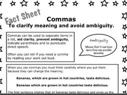 Use of commas to clarify meaning and avoid ambiguity Year 5 SPAG ...