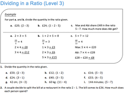 Dividing in a Ratio (Level 3) | Teaching Resources