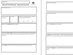 A Level Business Essay planning sheet | Teaching Resources