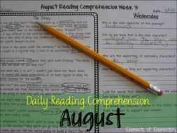 August Daily Reading Comprehension | Teaching Resources