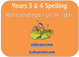 SPaG Year 3 & 4 Spelling: Words with endings sounding like /ʒə/ or /tʃə ...