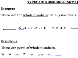 Types of Numbers (A) GCSE (9-1) | Teaching Resources