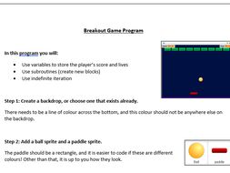 KS2 / KS3 Scratch Breakout Game - subroutines | Teaching Resources