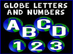 GLOBE LETTERS NUMBERS LETTERING TEACHING RESOURCES DISPLAY GEOGRAPHY ...