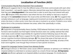 Localisation of Function Revision (A2 Psychology) | Teaching Resources