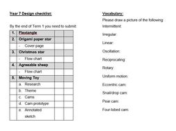 KS3 Design and Technology AFL Checklist and Vocabulary Term 1 ...