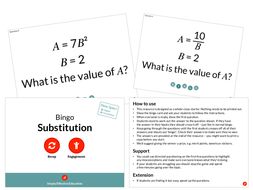 Substitution (Bingo) | Teaching Resources