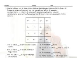 Present Perfect Continuous Tense Magic Square Spanish Worksheet ...