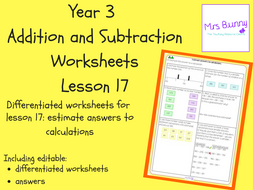 Estimate answers to calculations worksheets (Year 3 Addition and ...
