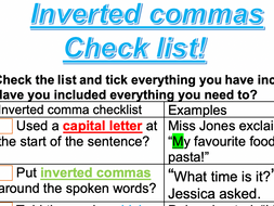 Inverted commas checklist | Teaching Resources