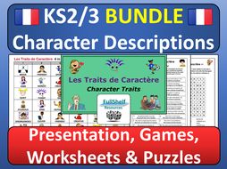 French Character Descriptions BUNDLE | Teaching Resources