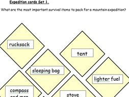 KS2 Diamond Ranking activity: Planning for a Mountain Expedition. Blank ...