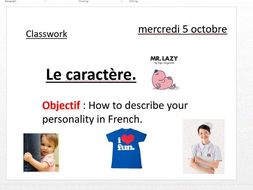 Character descriptions in French | Teaching Resources